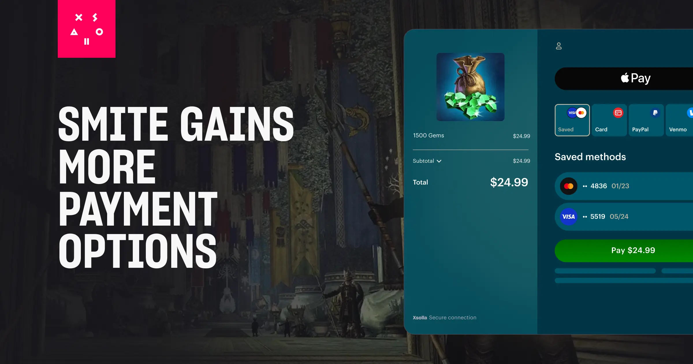 SMITE gains more payment options | Xsolla