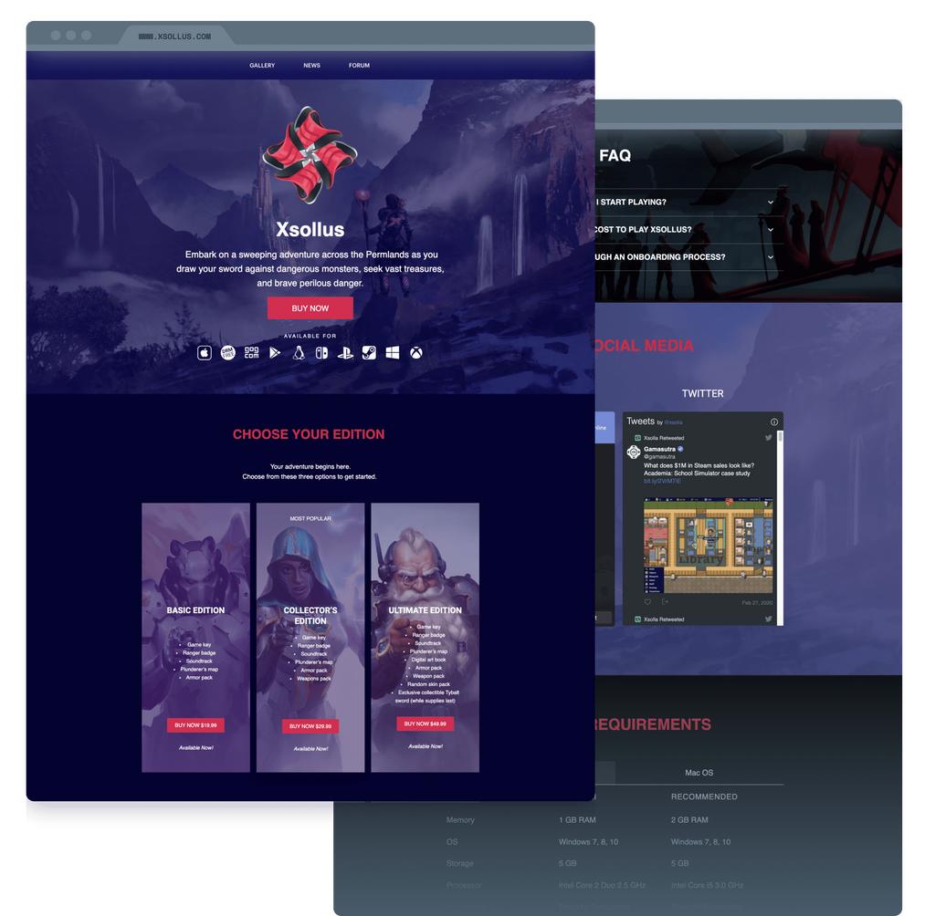 Game Site Builder Tools | Xsolla